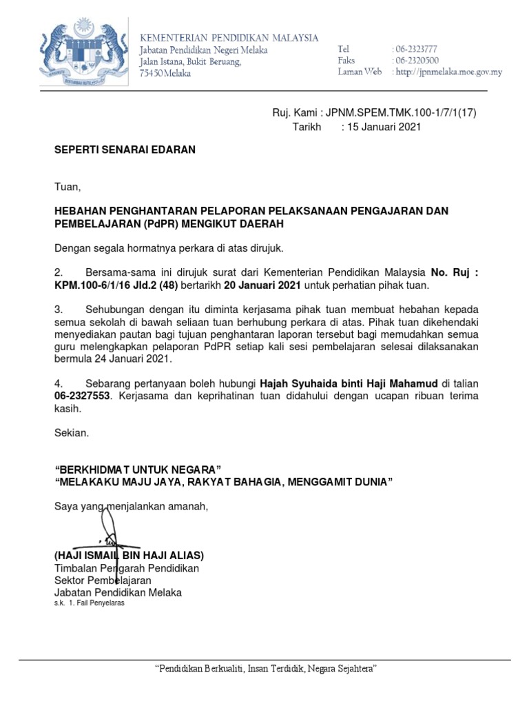 SURAT SIARAN JPN Ke PPD 2021 | PDF