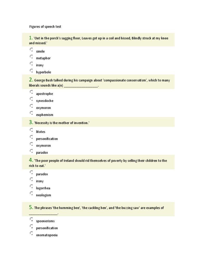 Figures of Speech Test | PDF