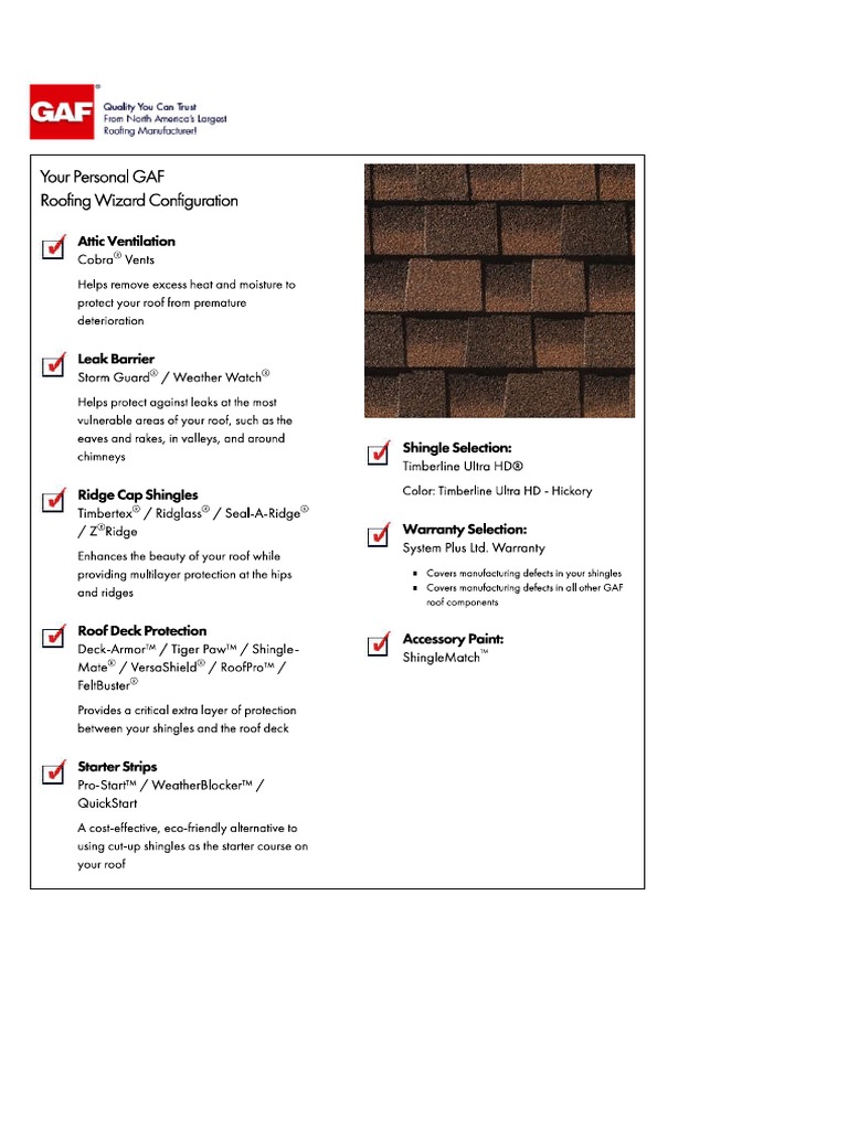 GAF Roofing Wizard - Your System Summary | PDF