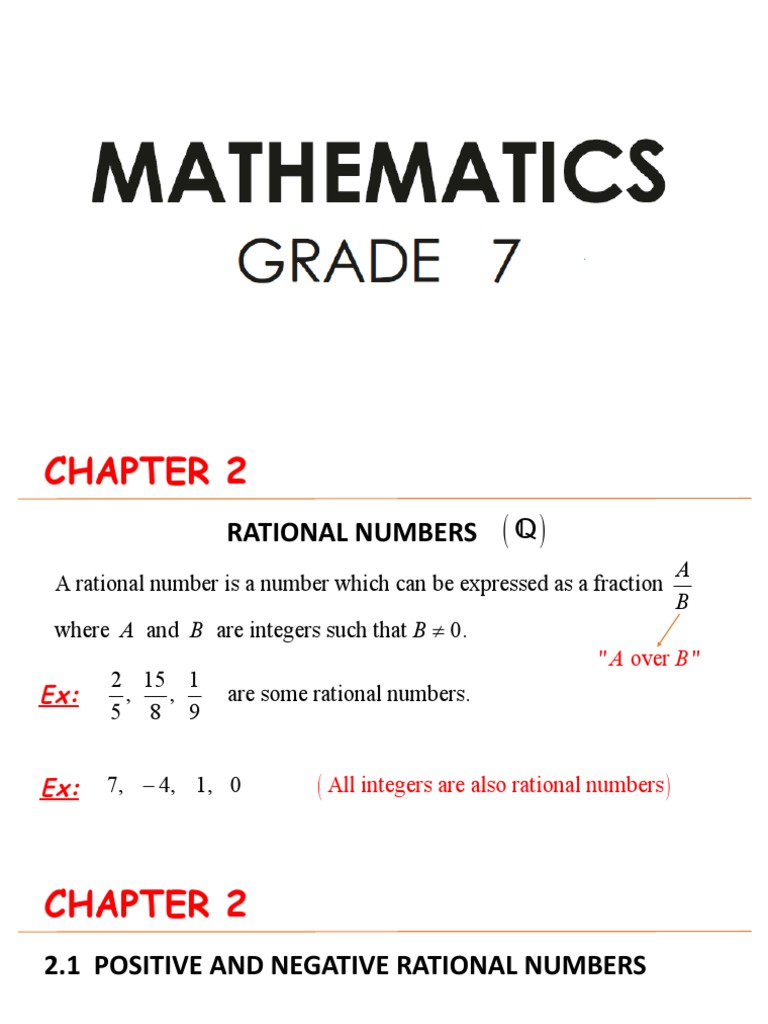 Ders1 (30-31) (Rational Numbers, Positive & Negative Rational Numbers ...