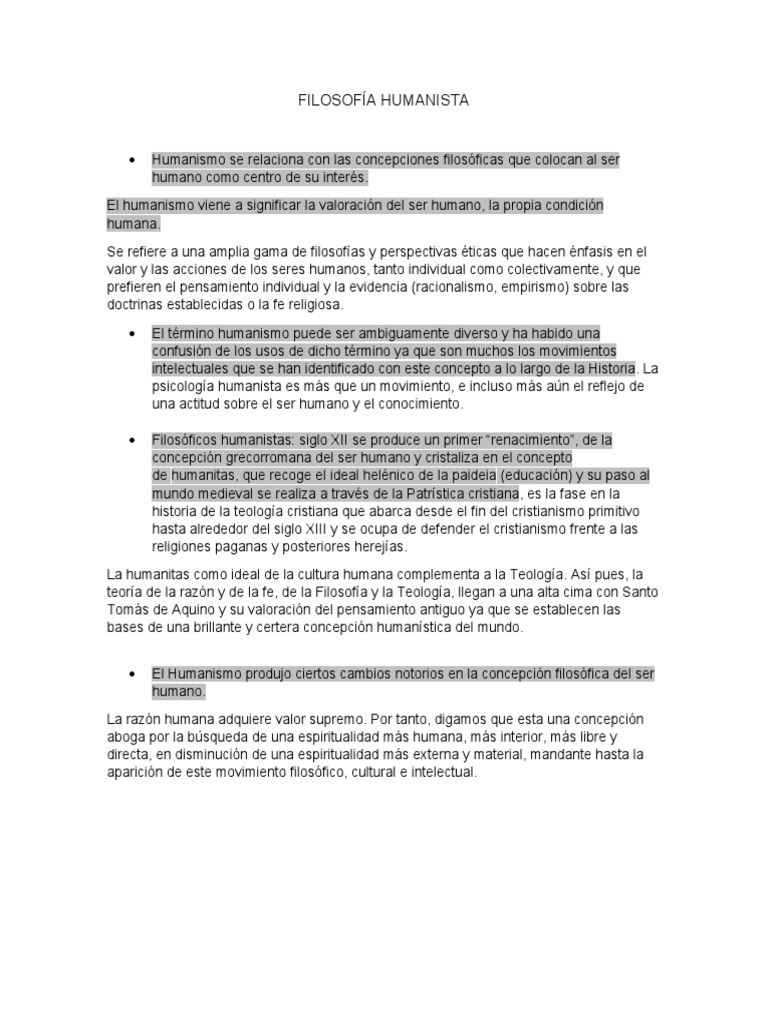 Filosofía Humanista | PDF
