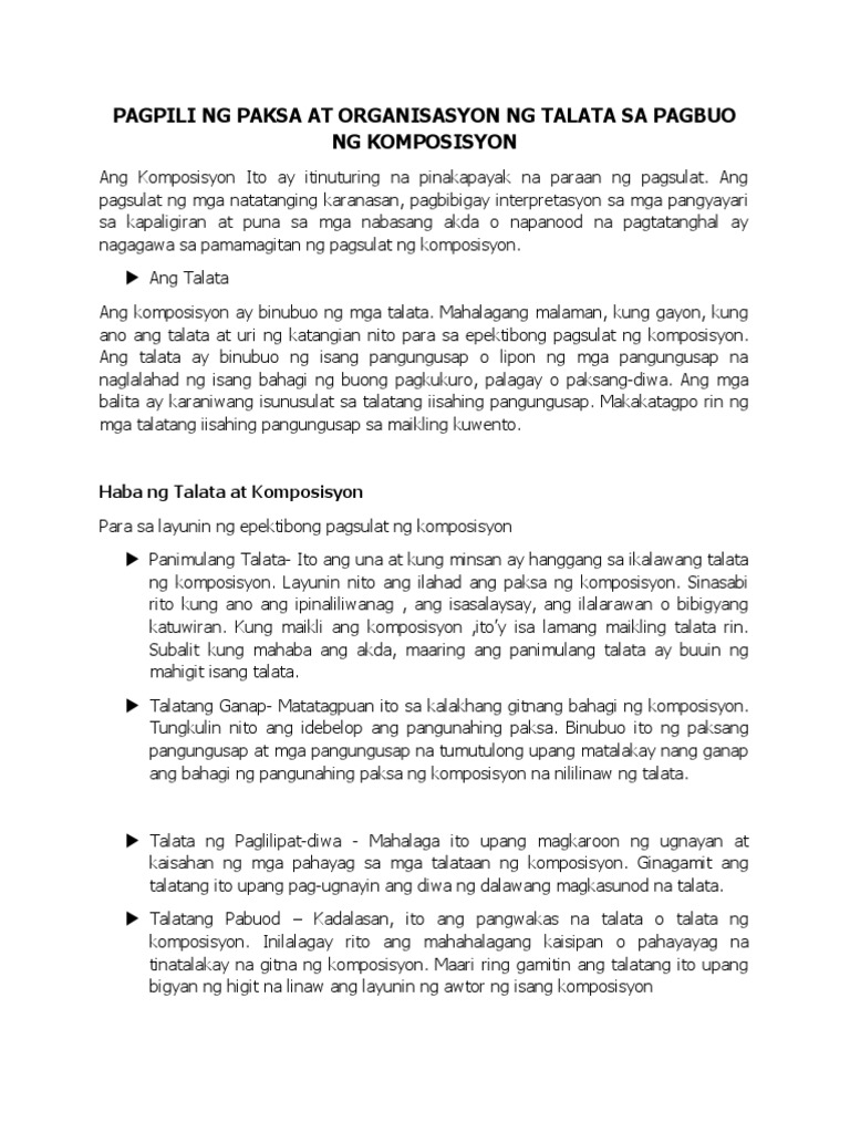 Pagsulat NG Talata | PDF