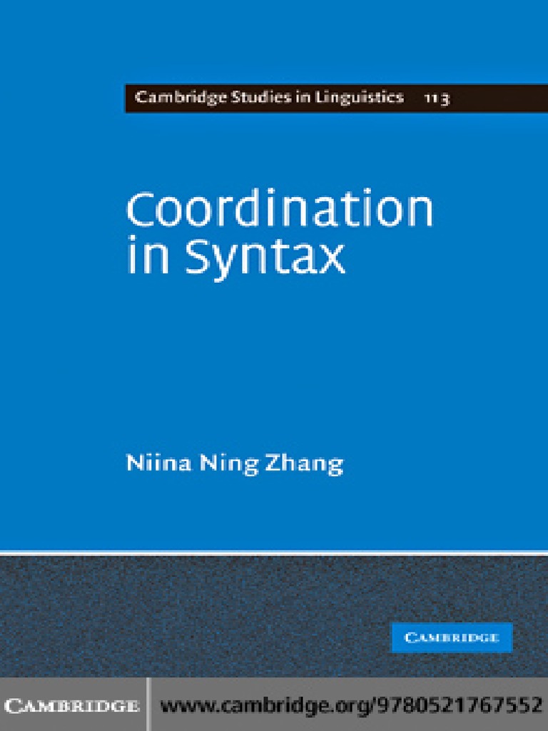 Coordination in Syntax CAMBRIDGE | PDF | Phrase | Syntax