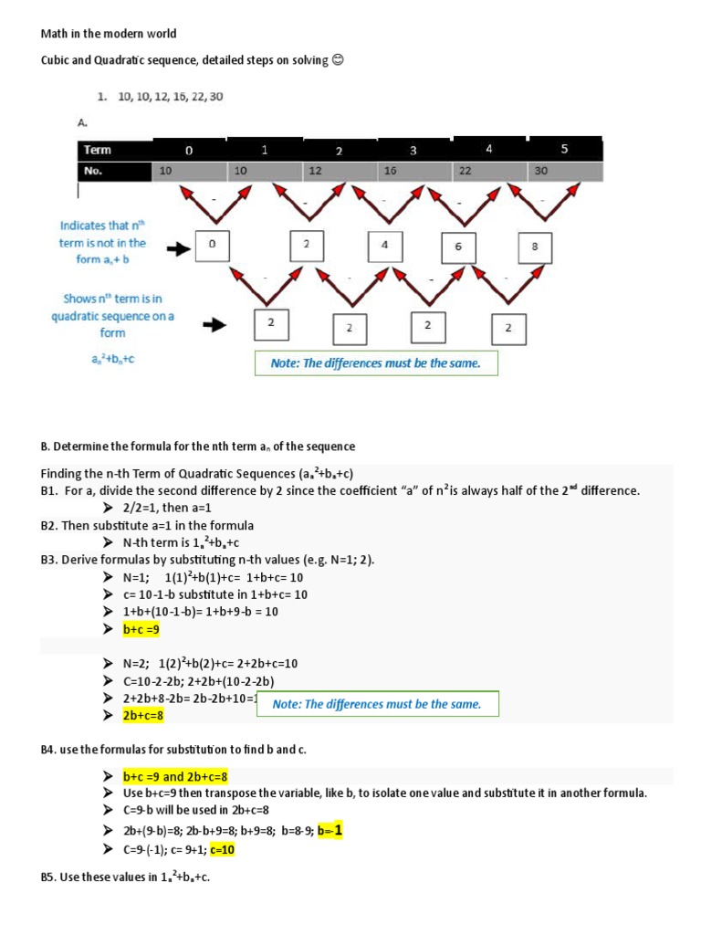 Math in Modern Quadratic and Cubic Sequence | PDF | Teaching Methods ...