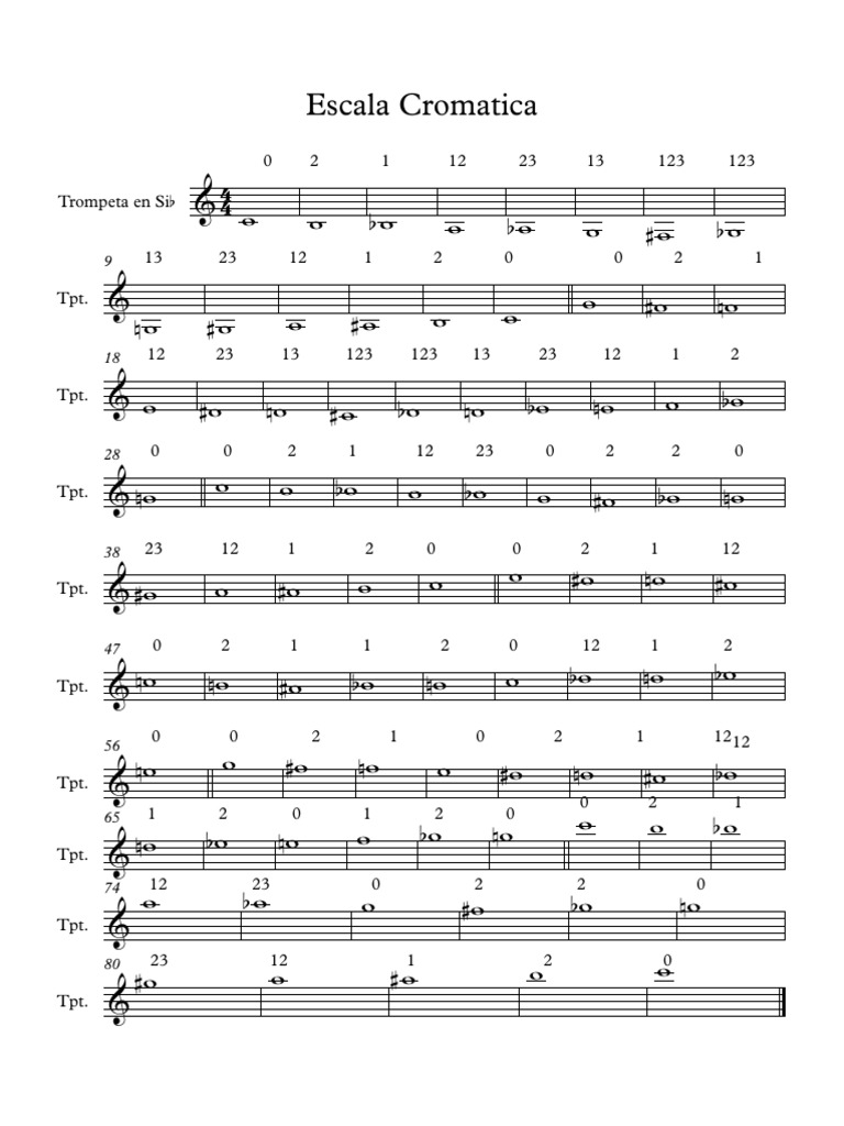 Escala Cromatica para Trompeta - Partitura Completa | PDF