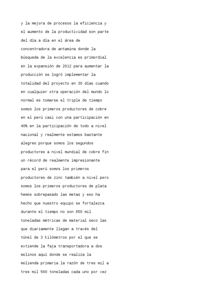 Eficiencia en la Planta Concentradora Antamina | PDF | Química | Materiales