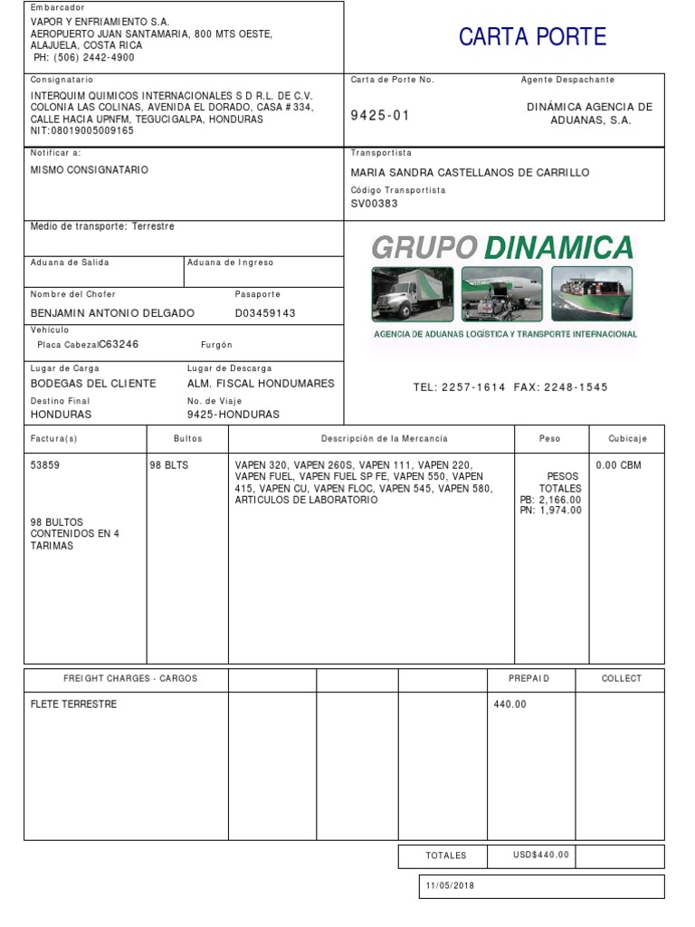 Ejemplo de Carta Porte Terrestre | PDF | Comercio | Transporte de ...