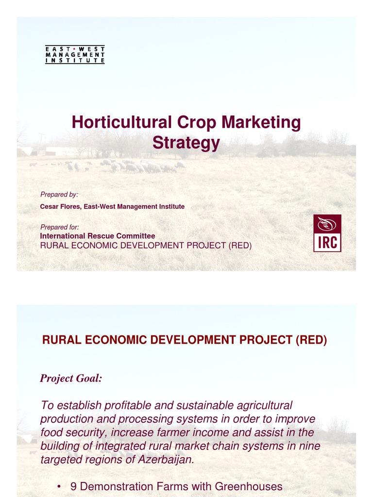 Horticultural Crop Marketing Strategy: Rural Economic Development ...