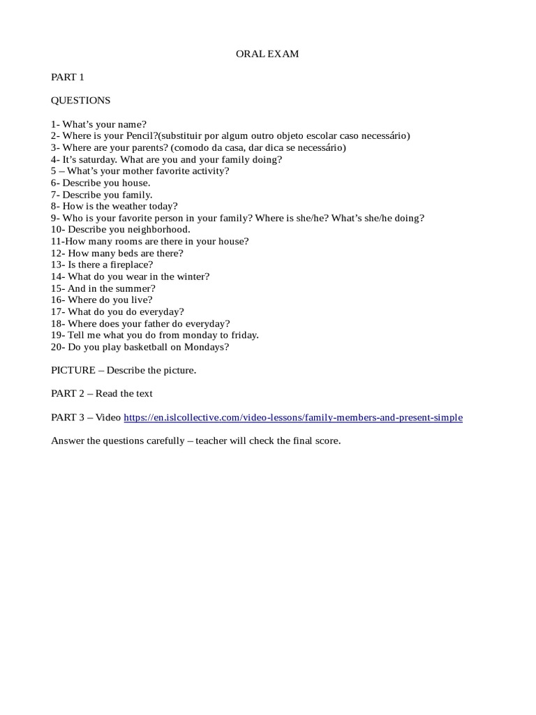 Oral Test English | PDF