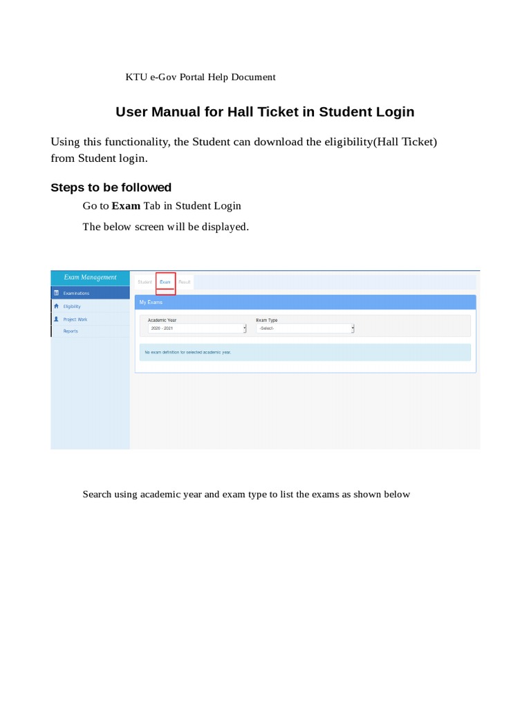 KTU Student Hall Ticket Guide | PDF | Finance & Money Management