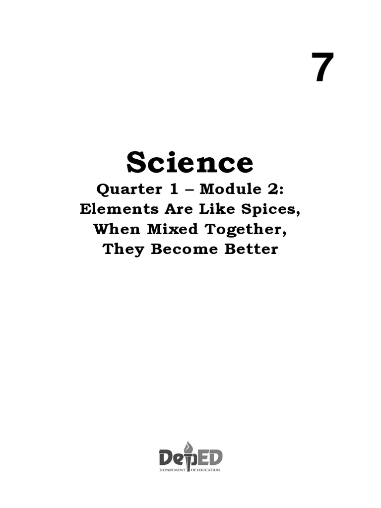 Science 7 - Q1 - Mod2 - Elements and Compounds | PDF