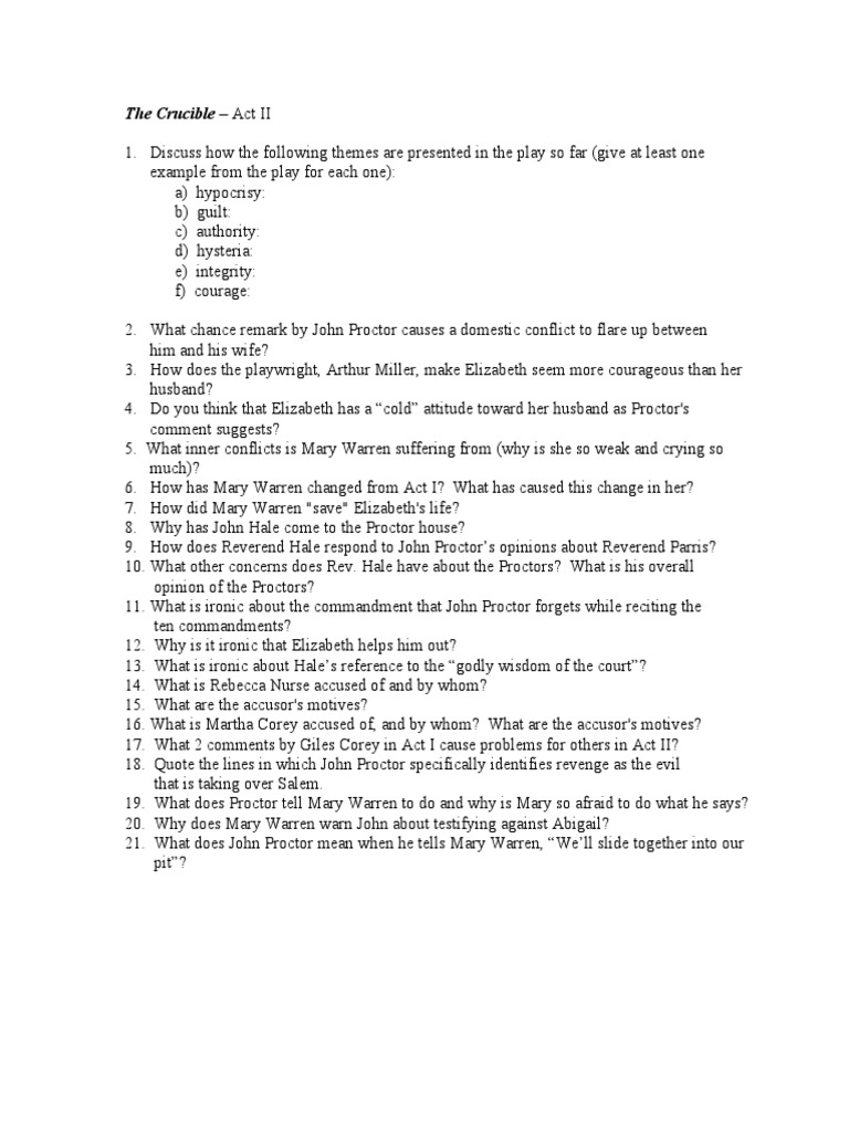 The Crucible - Act II | PDF | History