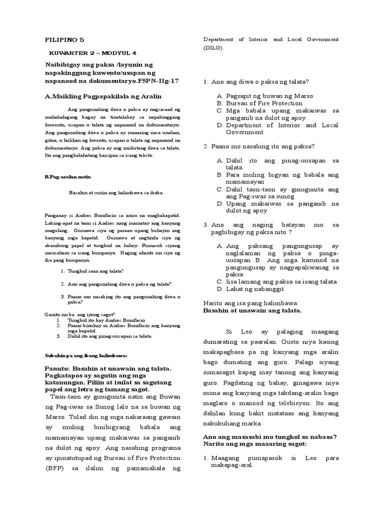 Q2 Filipino 5.week4 | PDF
