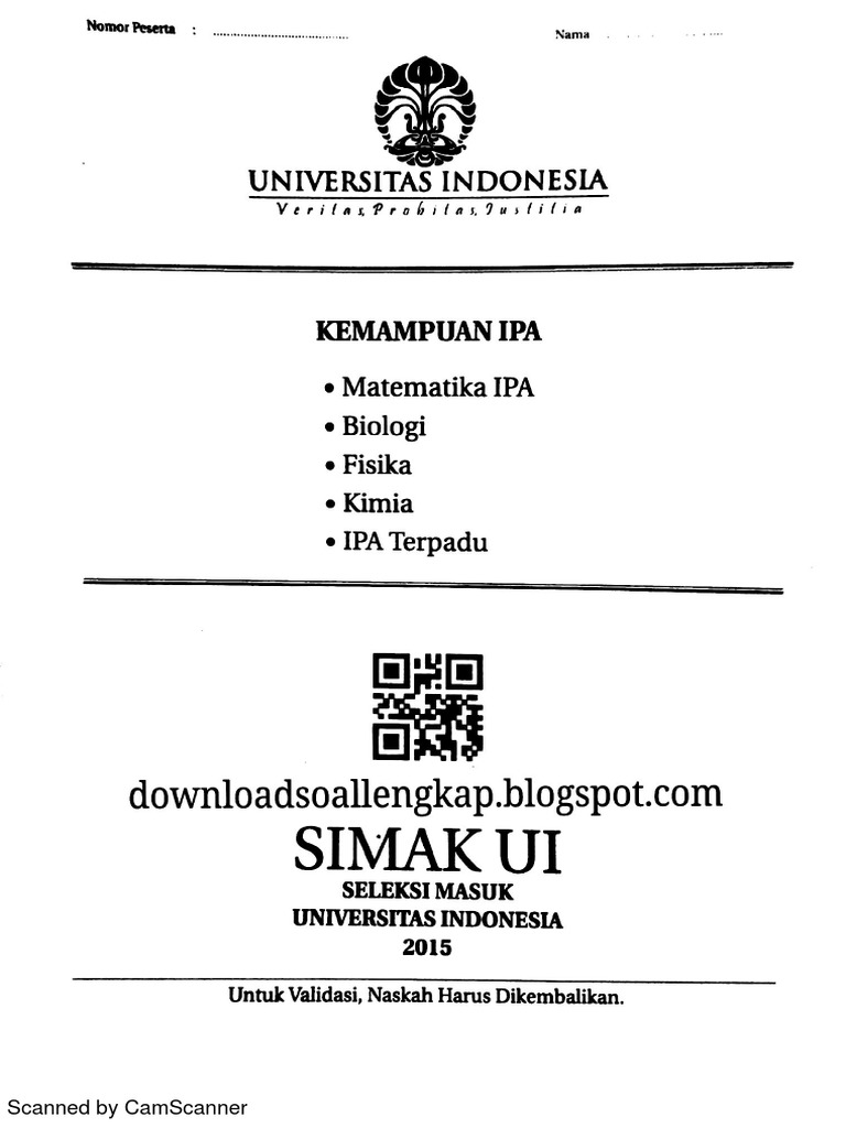 Soal Simak Ui 2015 Saintek | PDF