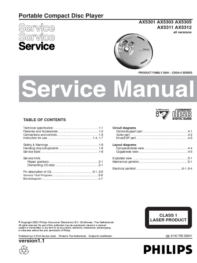 Philips AX 5303 Service Manual | PDF | Sound Recording And Reproduction ...