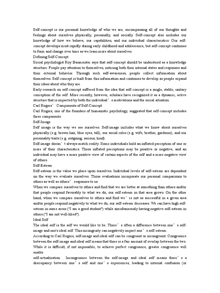 Three Components of Self-Concept | PDF | Self Concept | Self Esteem