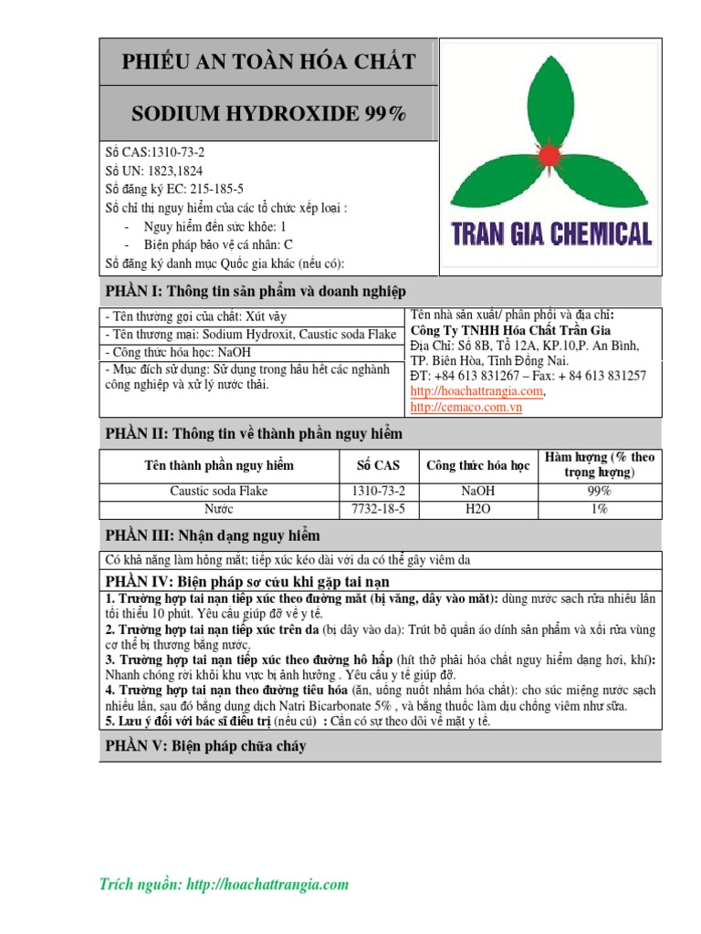 MSDS Caustic Soda Flake - NaOH - 99% | PDF