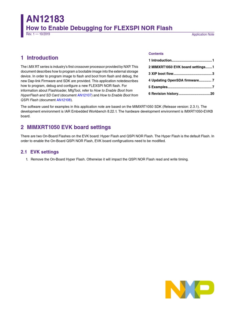 How To Enable Debugging For FLEXSPI NOR Flash: 2.1 EVK Settings | PDF | Booting | Flash Memory