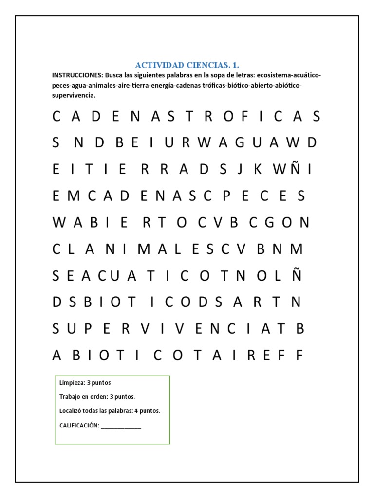 Sopa de Letras. | PDF | Salud y bienestar | Ciencia y matemáticas