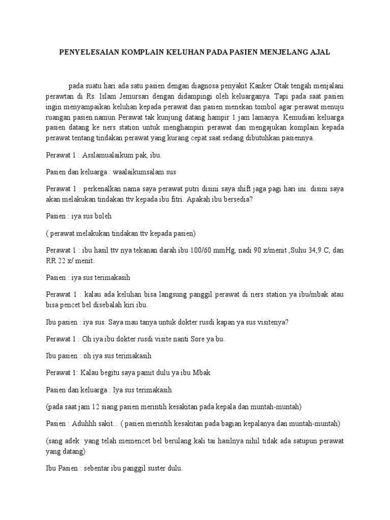 Penyelesaian Komplain Keluhan Pada Pasien Menjelang Ajal Edit | PDF ...