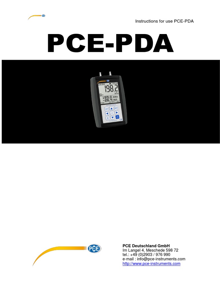 Instructions For Use PCE-PDA | PDF | Rechargeable Battery | Menu ...