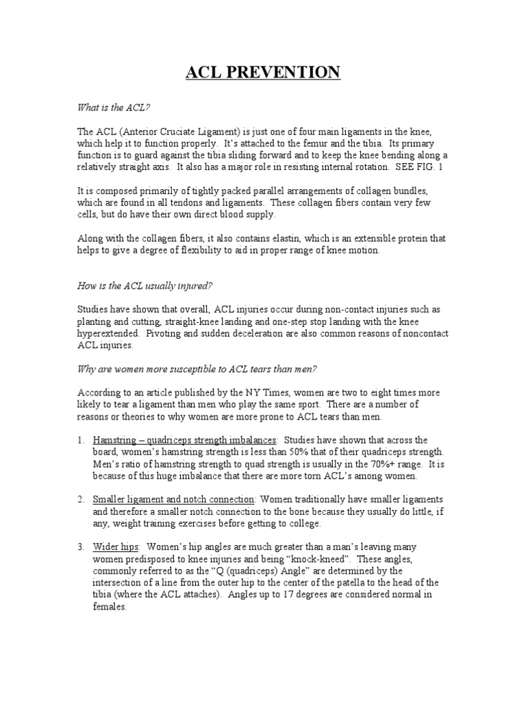 Acl Prevention: What Is The ACL? | Download Free PDF | Knee | Dance Science