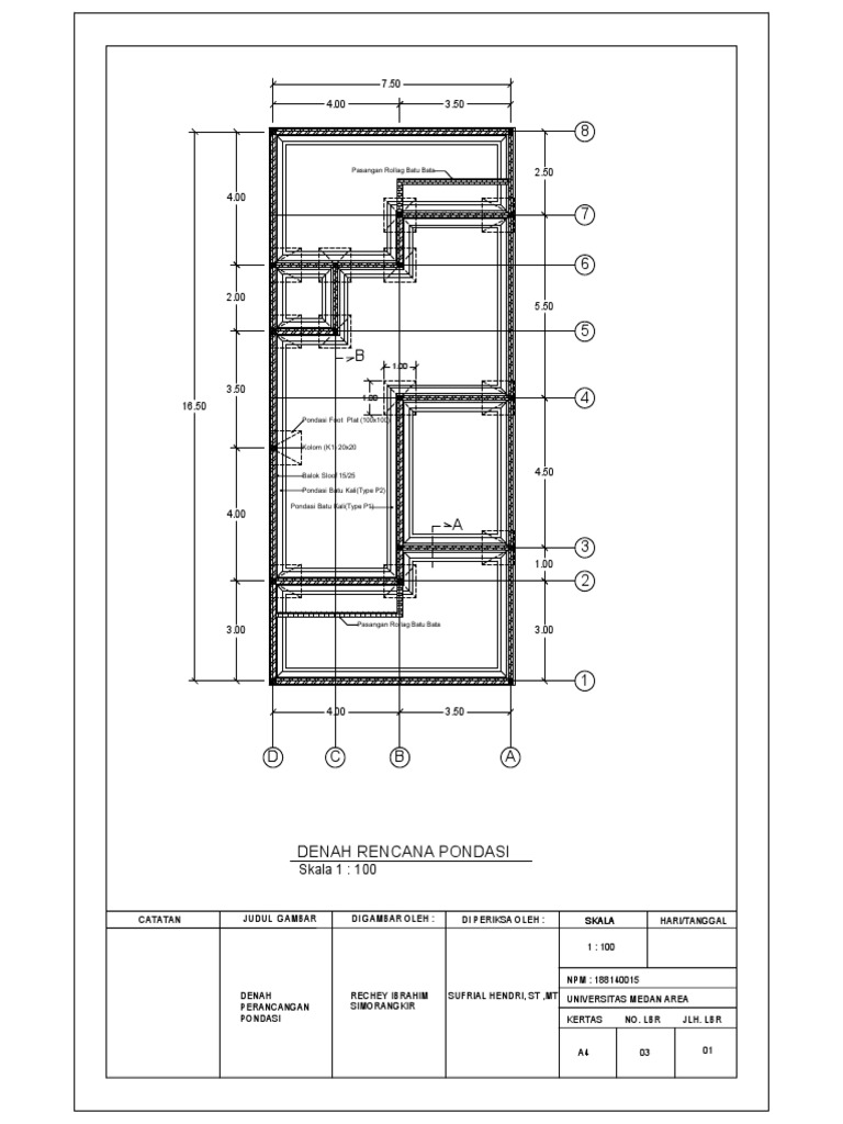 Rencana Pondasi Rollag Batu Bata | PDF
