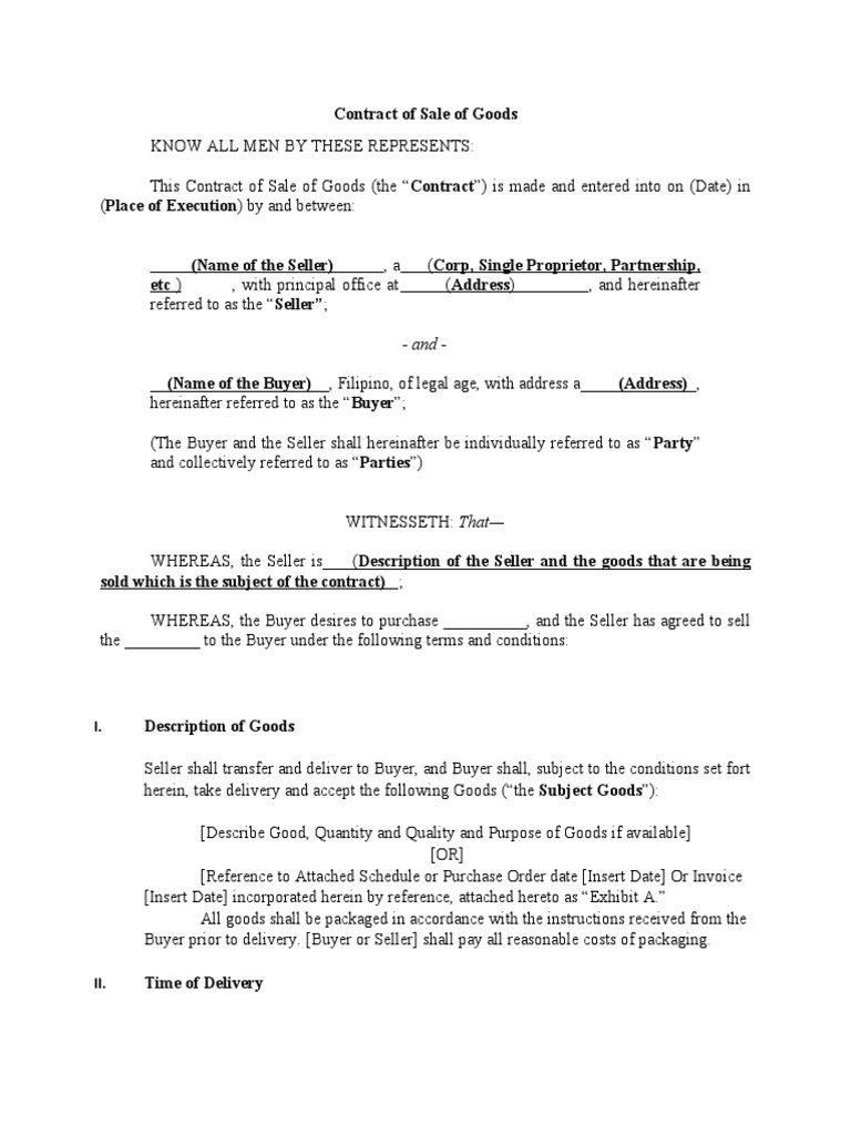 Contract of Sale of Goods | PDF | Contract Law | Common Law