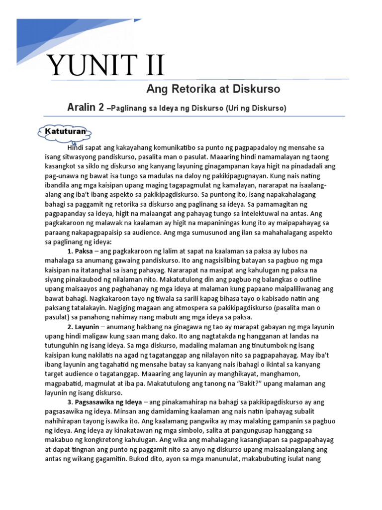 Masining YUNIT II-Aralin2 | PDF