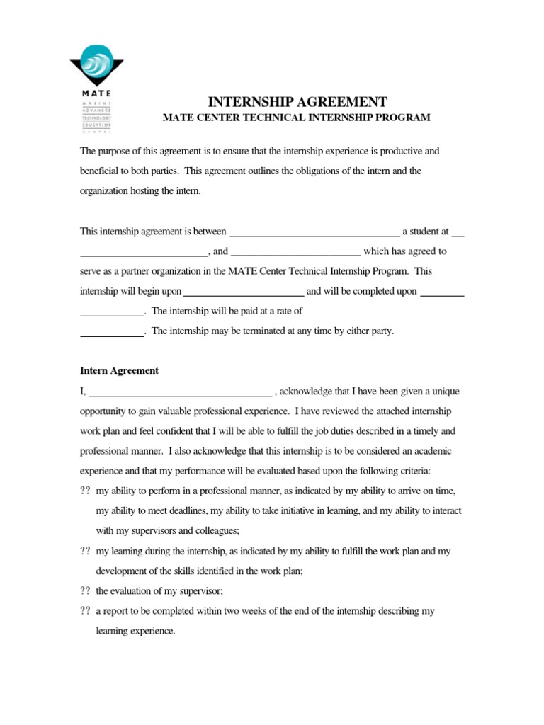 Internship Agreement | PDF | Internship | Job Hunting