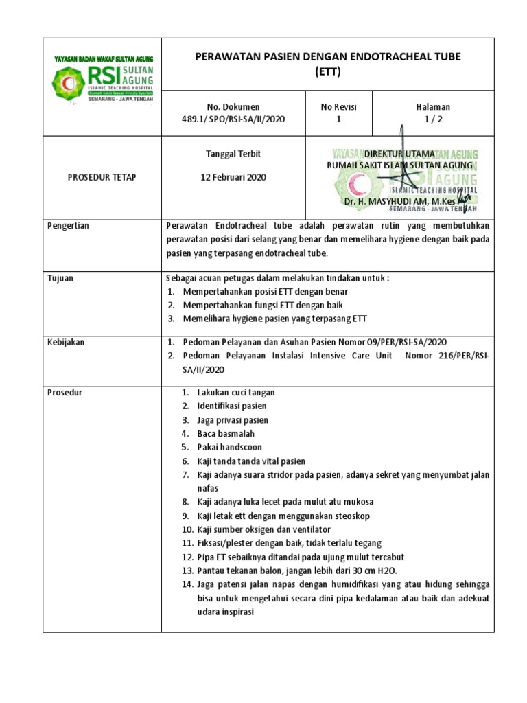 Perawatan Pasien Dengan Endotracheal Tube | PDF | Sains & Matematika