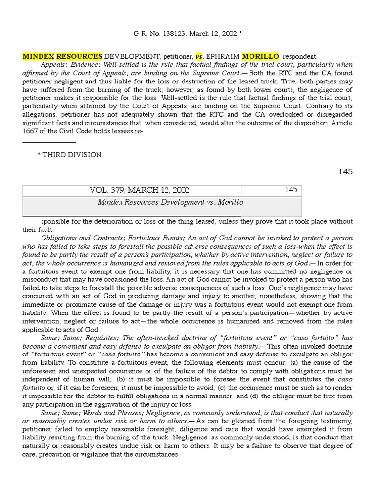Mindex Resources Vs Morillo G.R. No. 138123 | PDF | Negligence | Attorney's Fee
