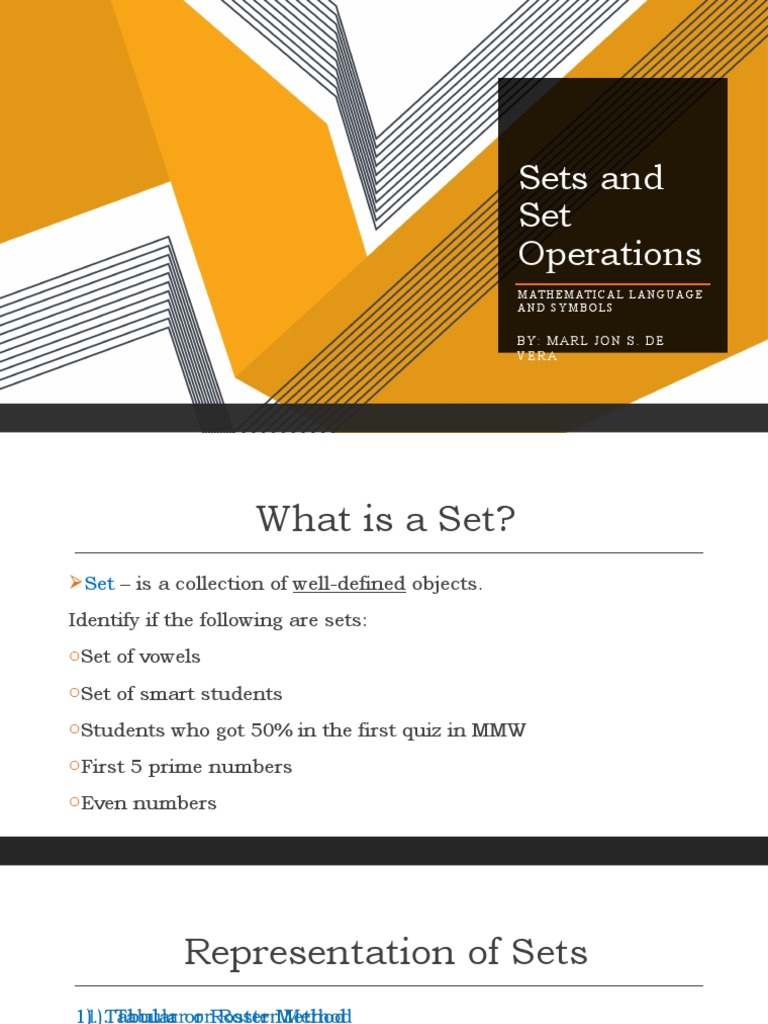 Sets and Set Operation (Short) | PDF | Set (Mathematics) | Mathematical ...