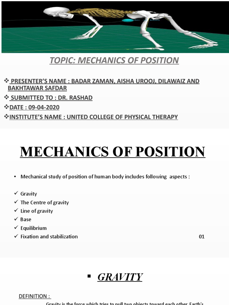 Mechanics of Position: An In-Depth Look at Gravity, Center of Gravity ...