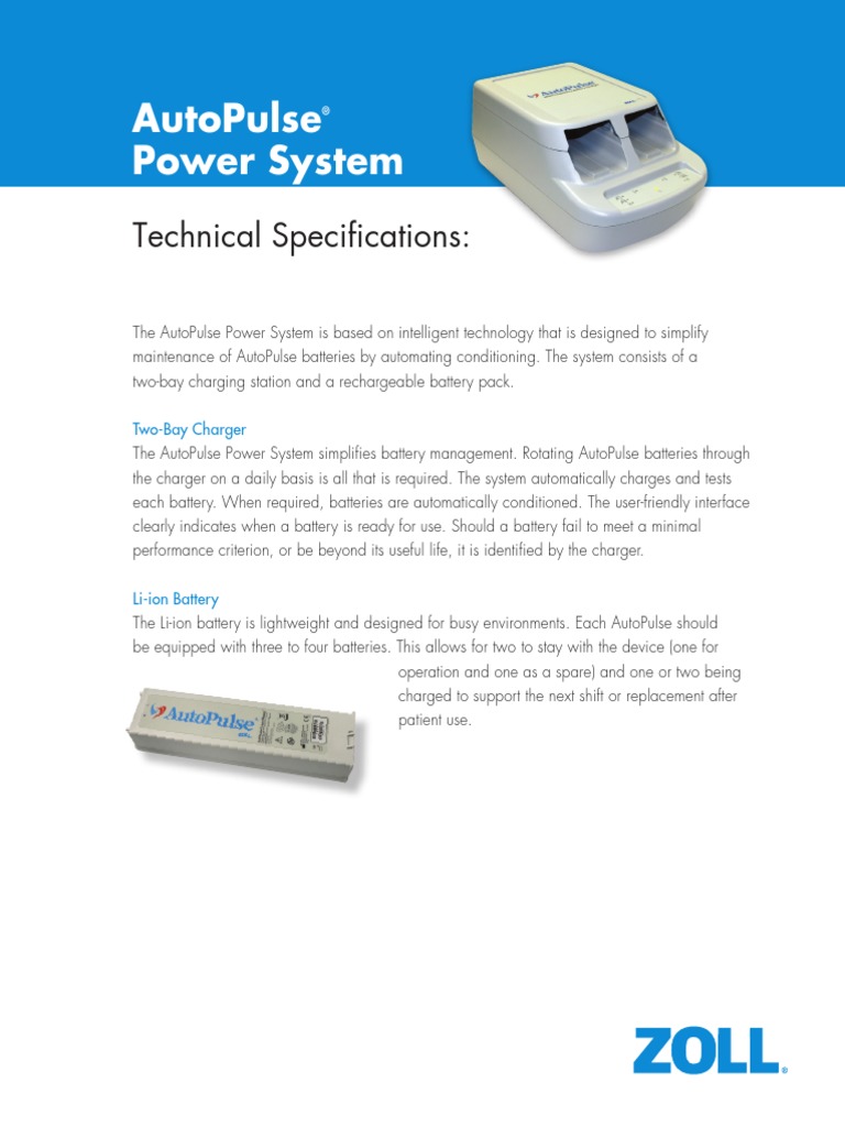 ZOLL Autopulse Battery | PDF | Battery Charger | Galvanic Cells