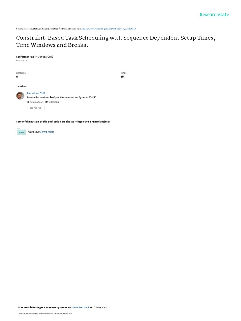 Constraint-Based Task Scheduling With Sequence Dep | PDF | Scheduling ...