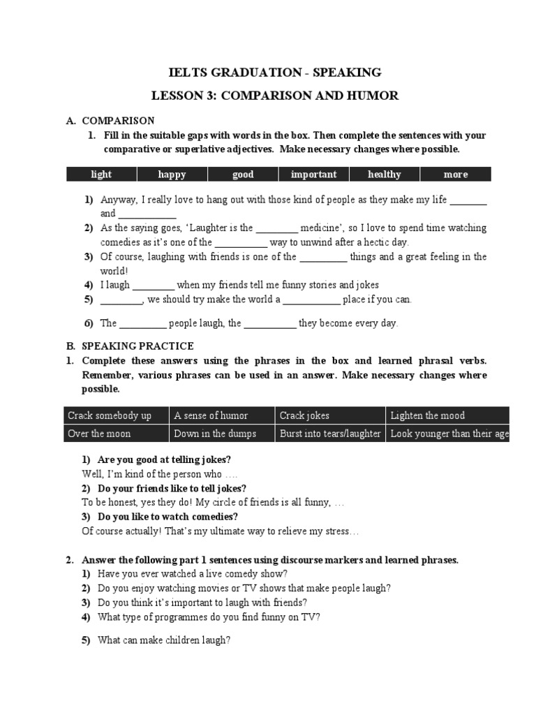 Lesson 3 - Comparison and Jokes - Ver1 | PDF | Laughter | Jokes