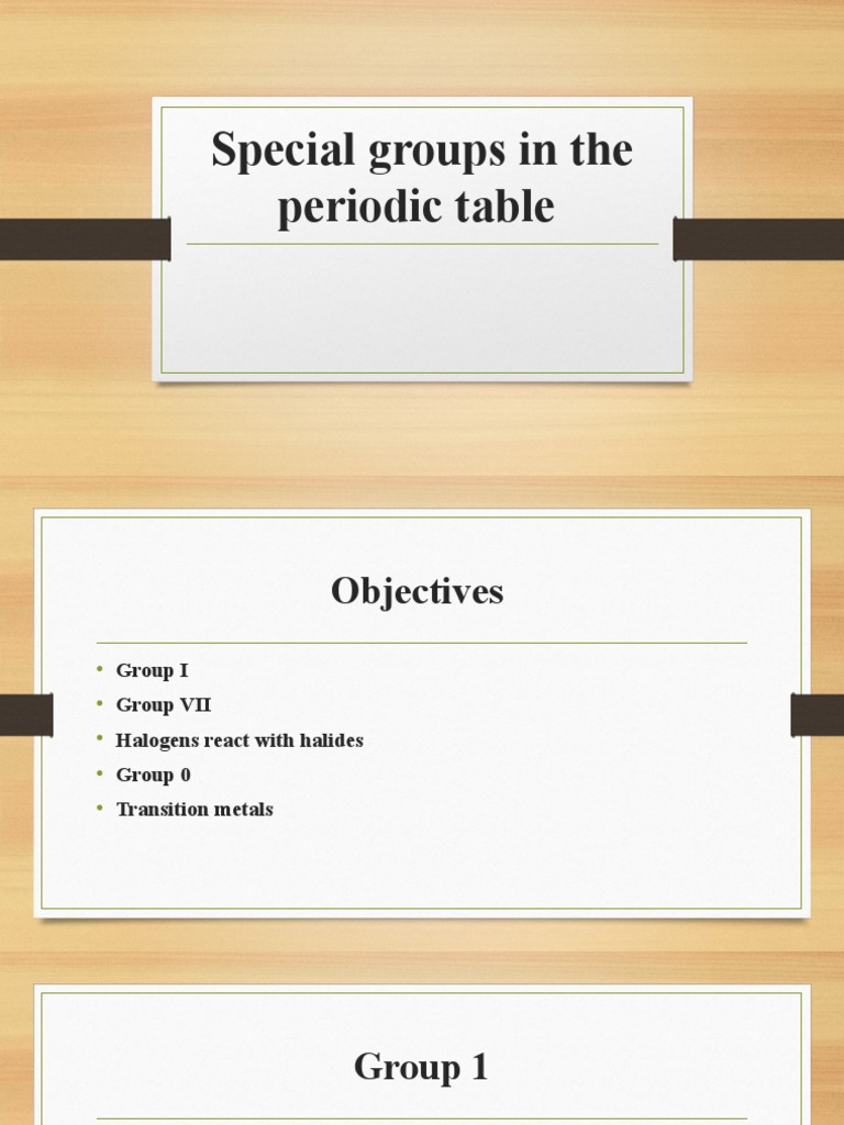 An Overview of Special Groups in the Periodic Table: A Focus on Groups ...
