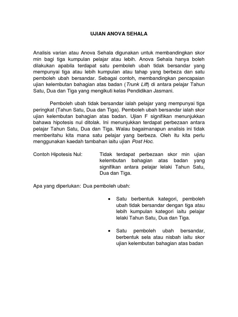 Modul Ujian Anova Sehala | PDF