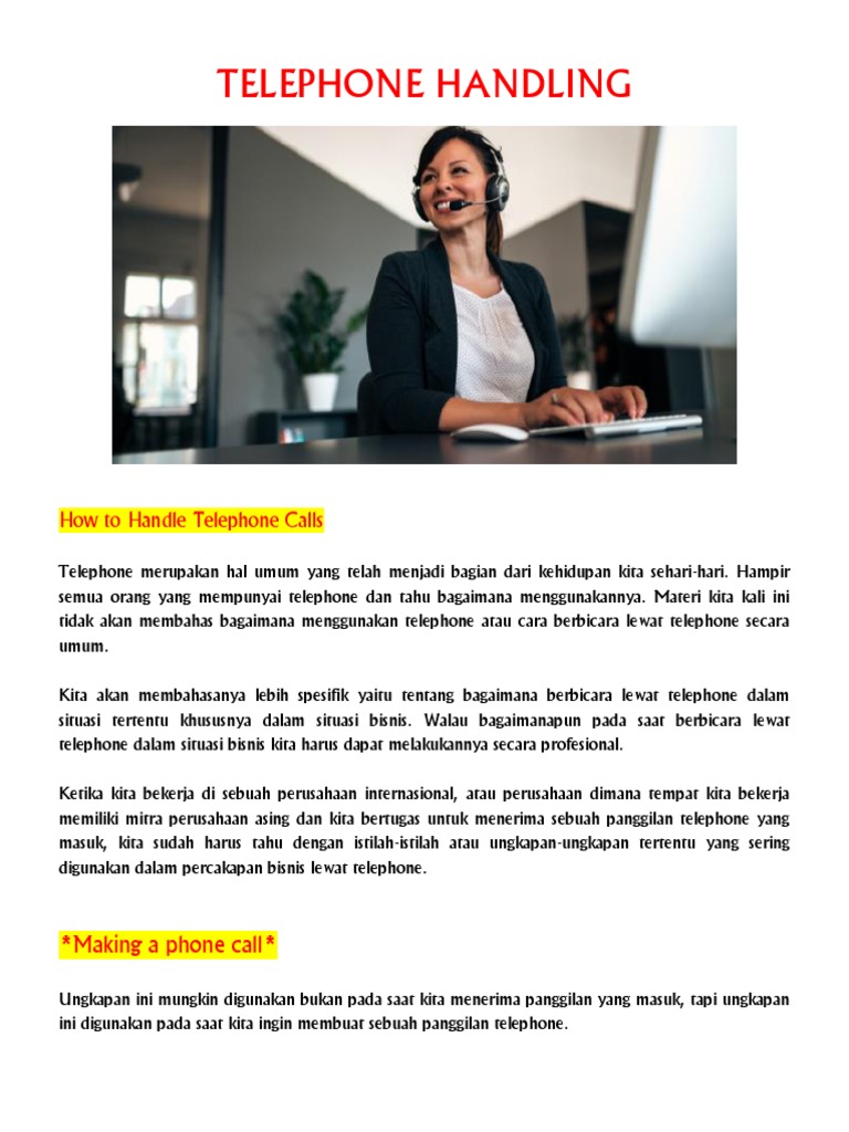 Telephone Handling BDP TKJ | PDF