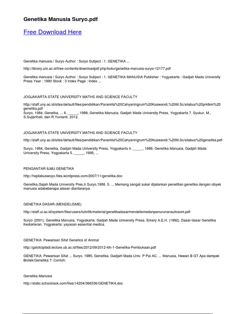Genetika Manusia Suryo | PDF | Sains & Matematika