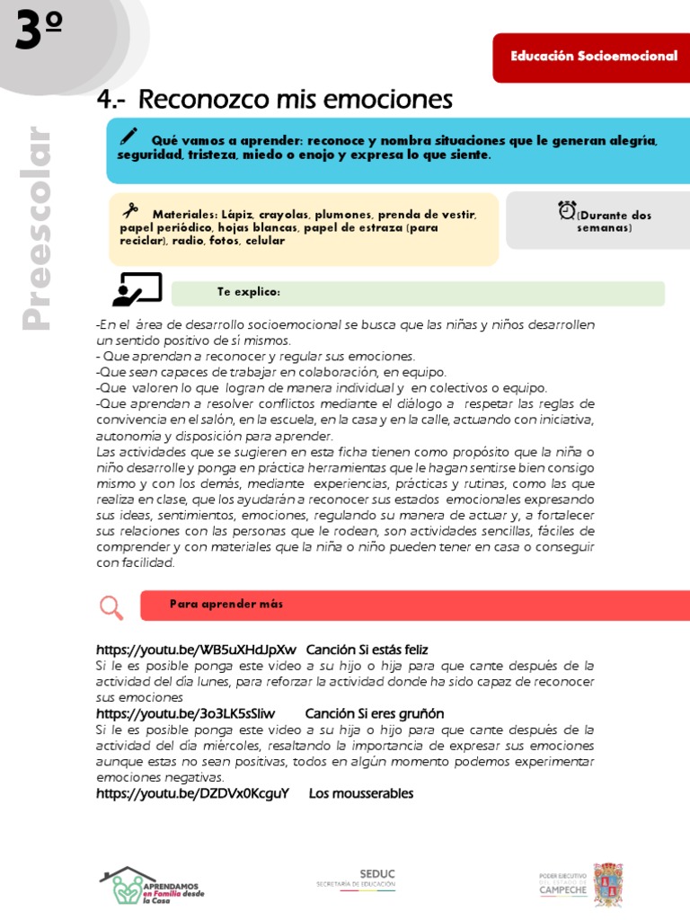 Conozco Mis Emociones | PDF | Las emociones | Educación de la primera ...