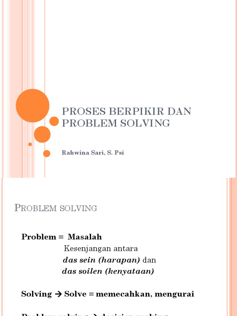 Proses Berpikir Dan Problem Solving 1604979457 | PDF | Karier ...