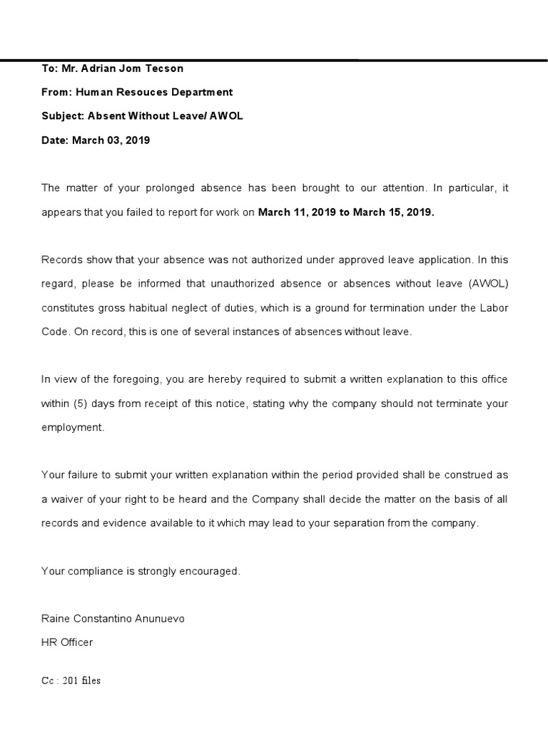 NTE AWOL Wo Hearing Schedule | PDF