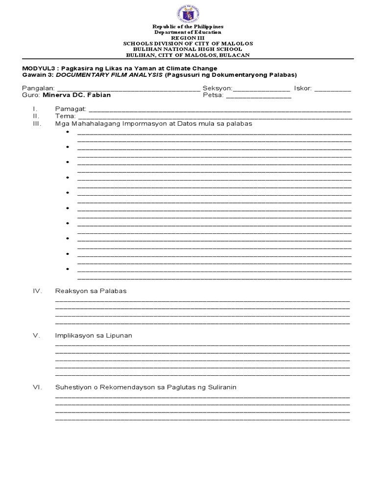 Documentary Film Analysis - Template | PDF