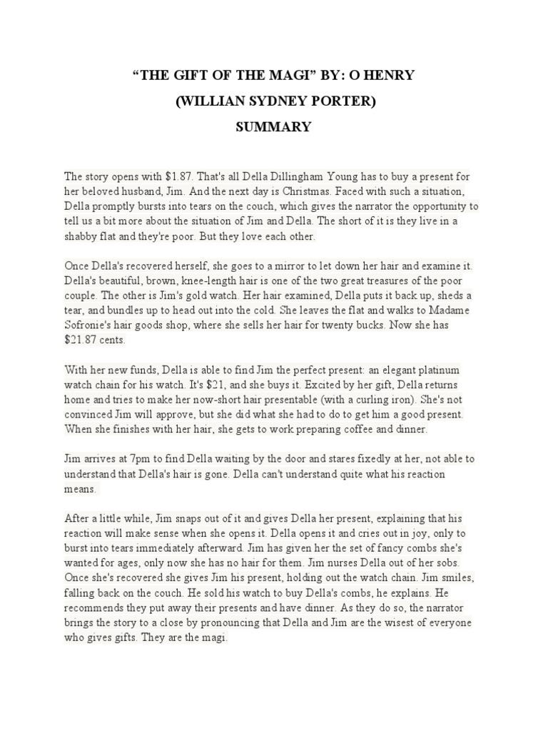 The Gift of The Magi Summary | PDF