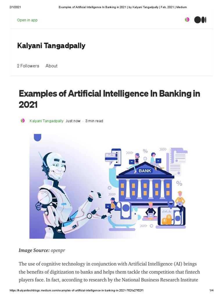 Examples of Artificial Intelligence in Banking in 2021 - by Kalyani ...