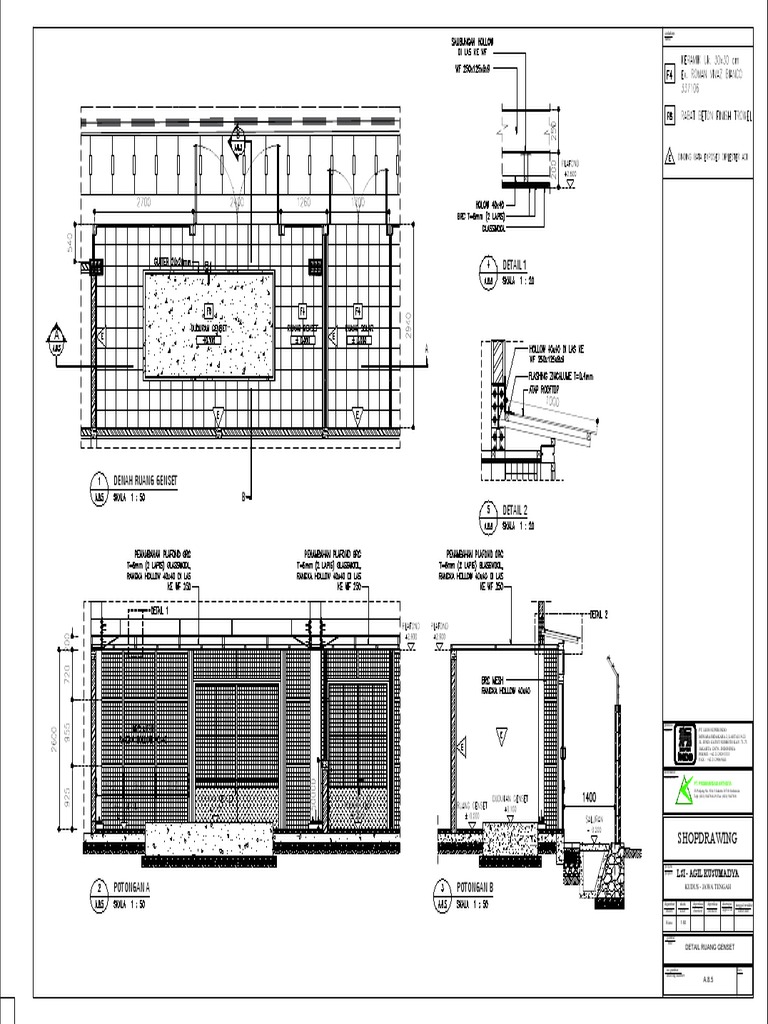 Detail Ruang Genset dan Pondasi | PDF