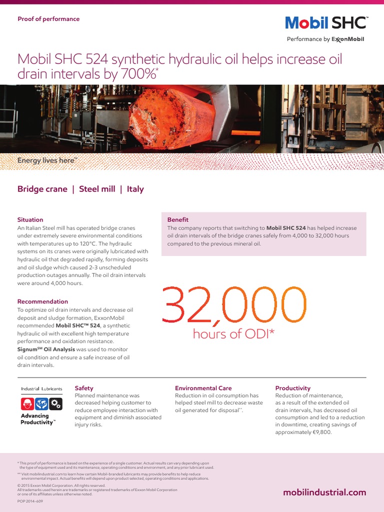 2014 609 - Mobil SHC 524 Synthetic Hydraulic Oil Success Story | PDF ...