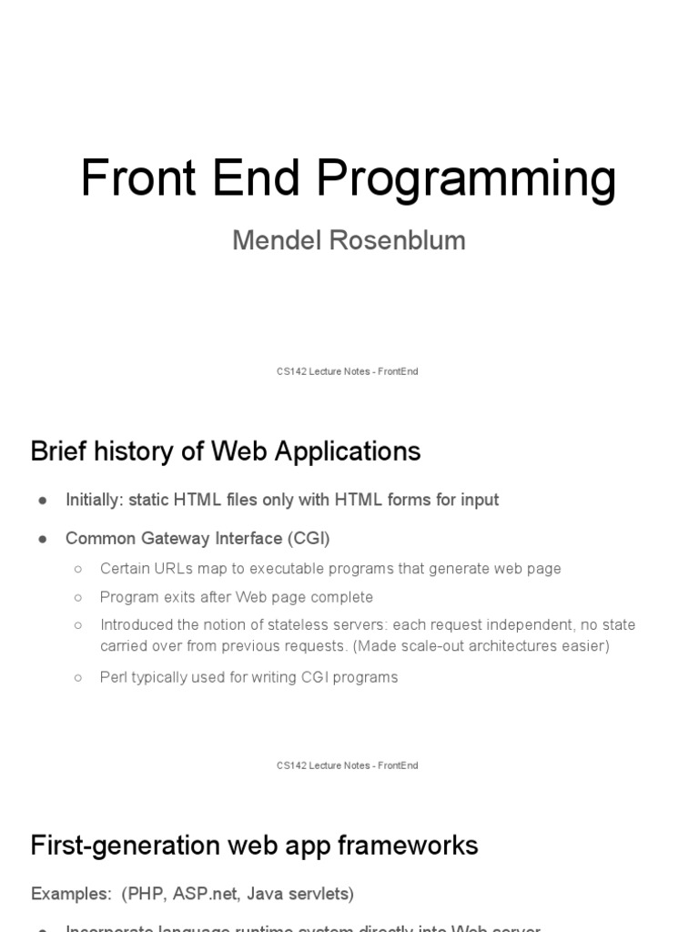 Front End Programming: Mendel Rosenblum | PDF | Web Application | Model ...